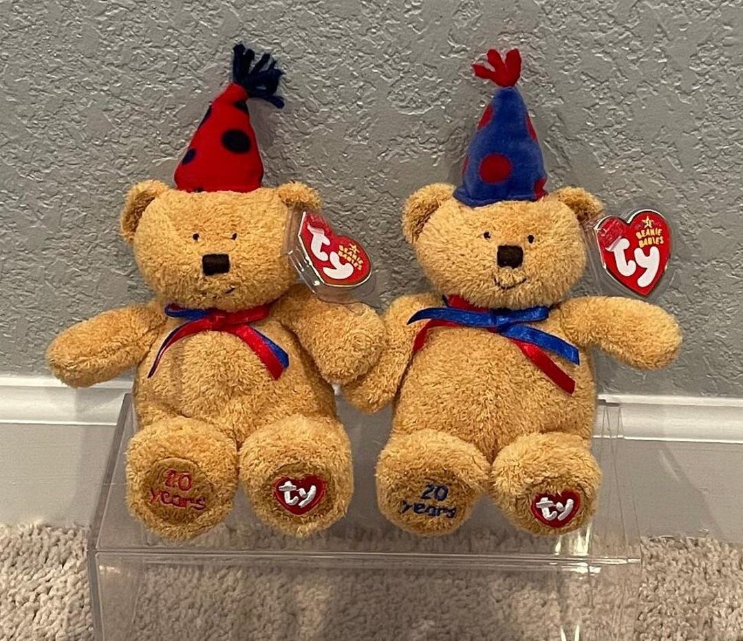 Ty Beanie Babies - 20th Anniversary Birthday Celebration Bears - Fun ...