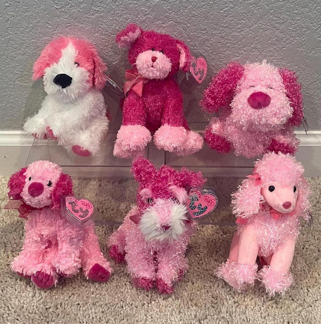 Ty Beanie Babies - Pink Dogs - Snuggins, Fanciful, Sparkles, Pupsicle ...