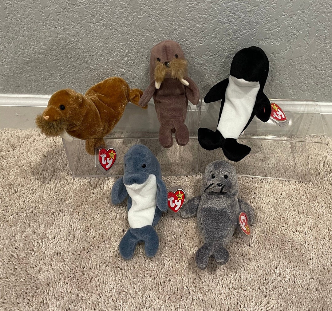 Ty Beanie Babies - Water Creatures - Walrus, Whales, Dolphins, Seals ...