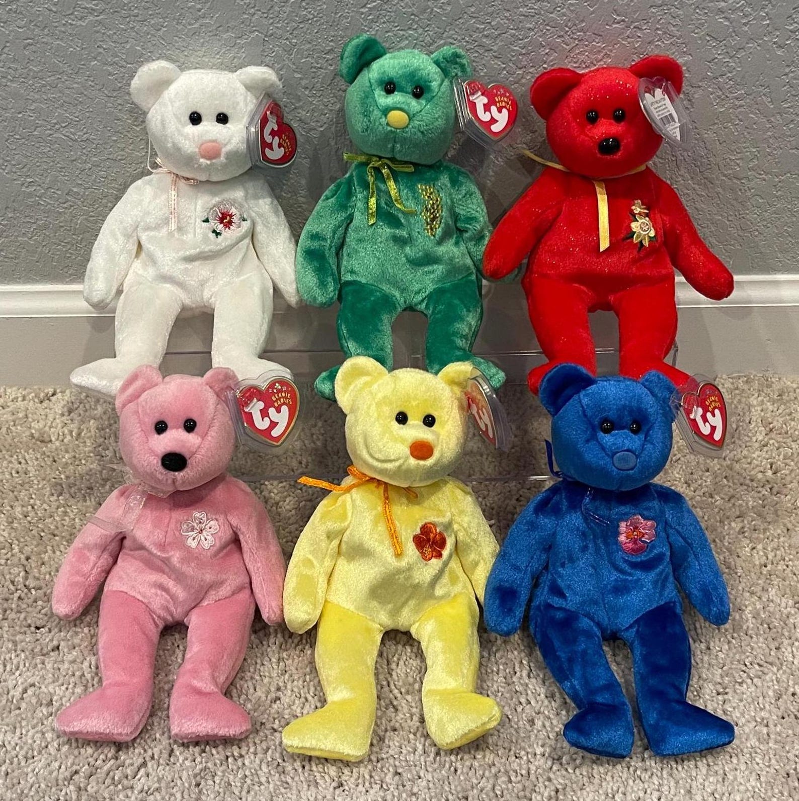 Ty Beanie Babies - Asia Pacific Flower Bears - Mugungwha, Wattlie ...