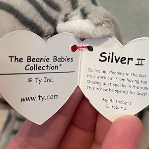 Ty Beanie Babies - Silver II (gray Tabby Cat) - 30th Anniversary ...