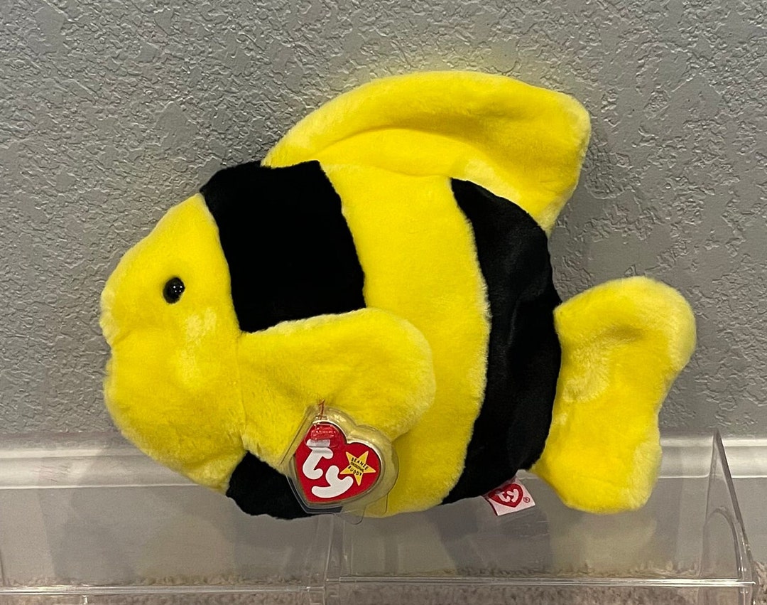 Ty Beanie Buddy (large) - Bubbles - Yellow and Black Fish (10") - Etsy