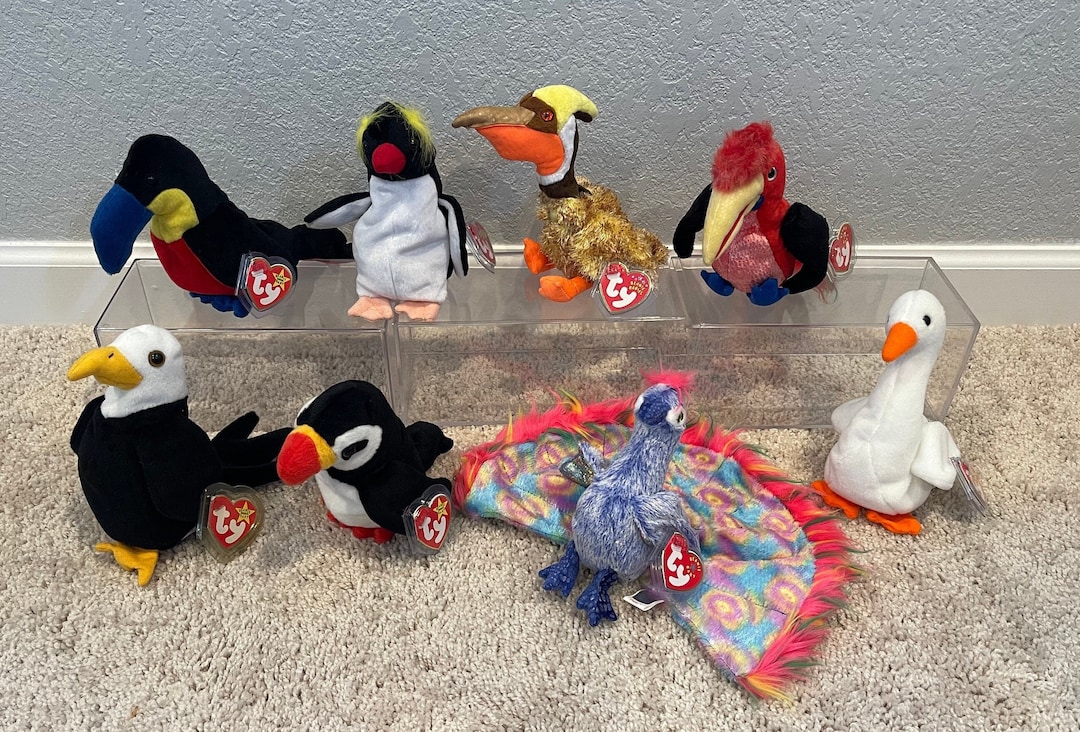 Ty Beanie Babies - Birds - Toucan, Penguin, Hornbill, Swan, Peacock ...
