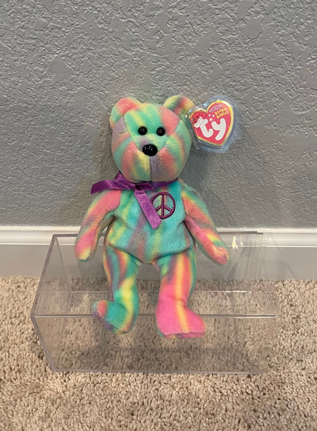 Ty Beanie Babies Peace Candy Stripe Bear HARD TO FIND - Etsy