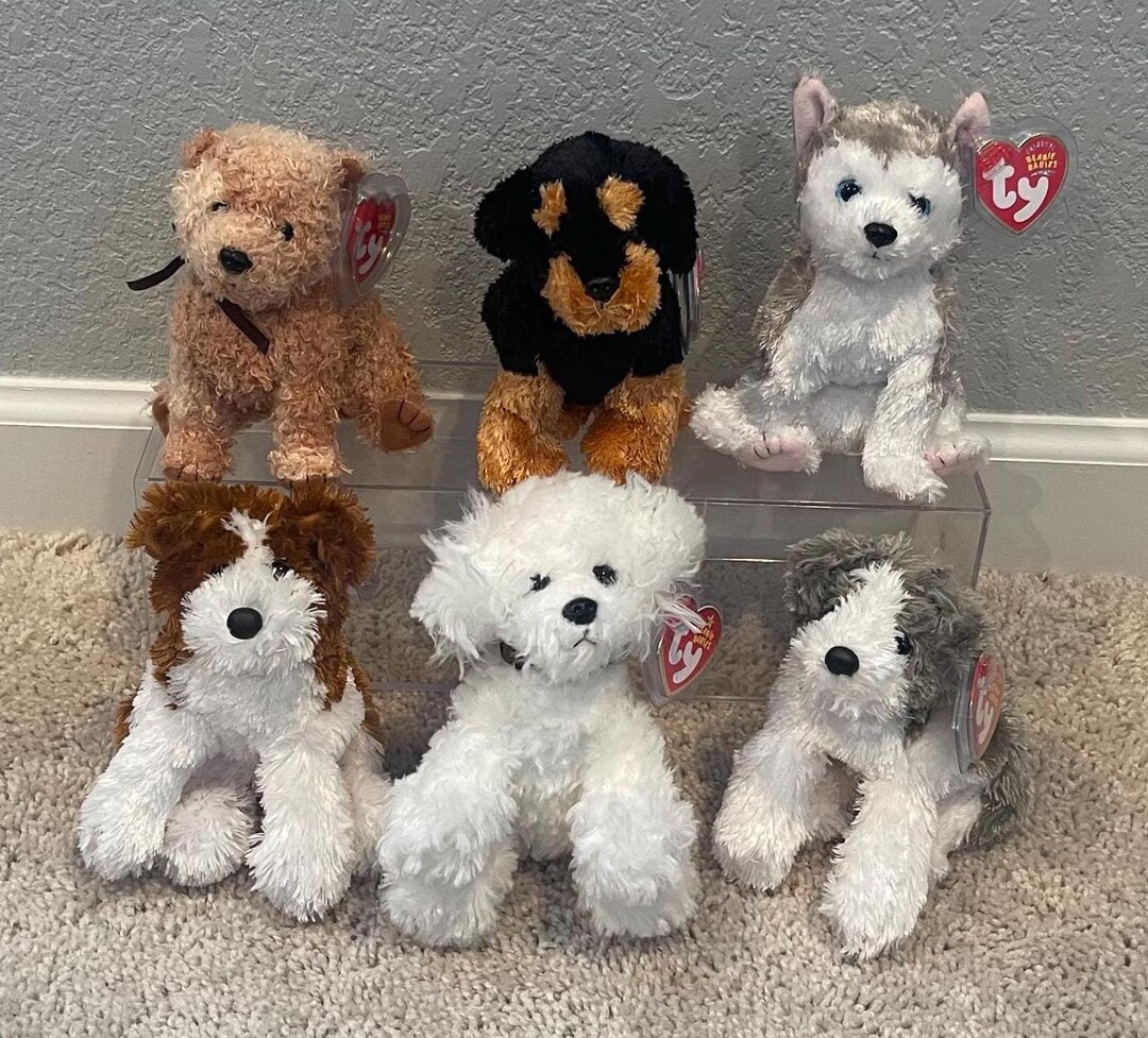 Ty Beanie Babies - Dogs - Rottweiler, Husky, Bichon, Golden Retriever ...