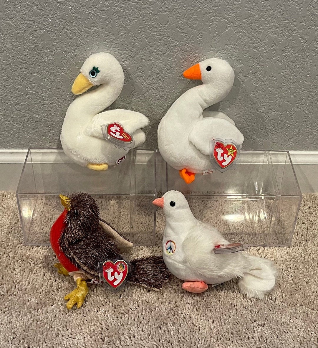 Ty Beanie Babies - Birds - Swan, Dove, Robin - Goddess, Gracie ...