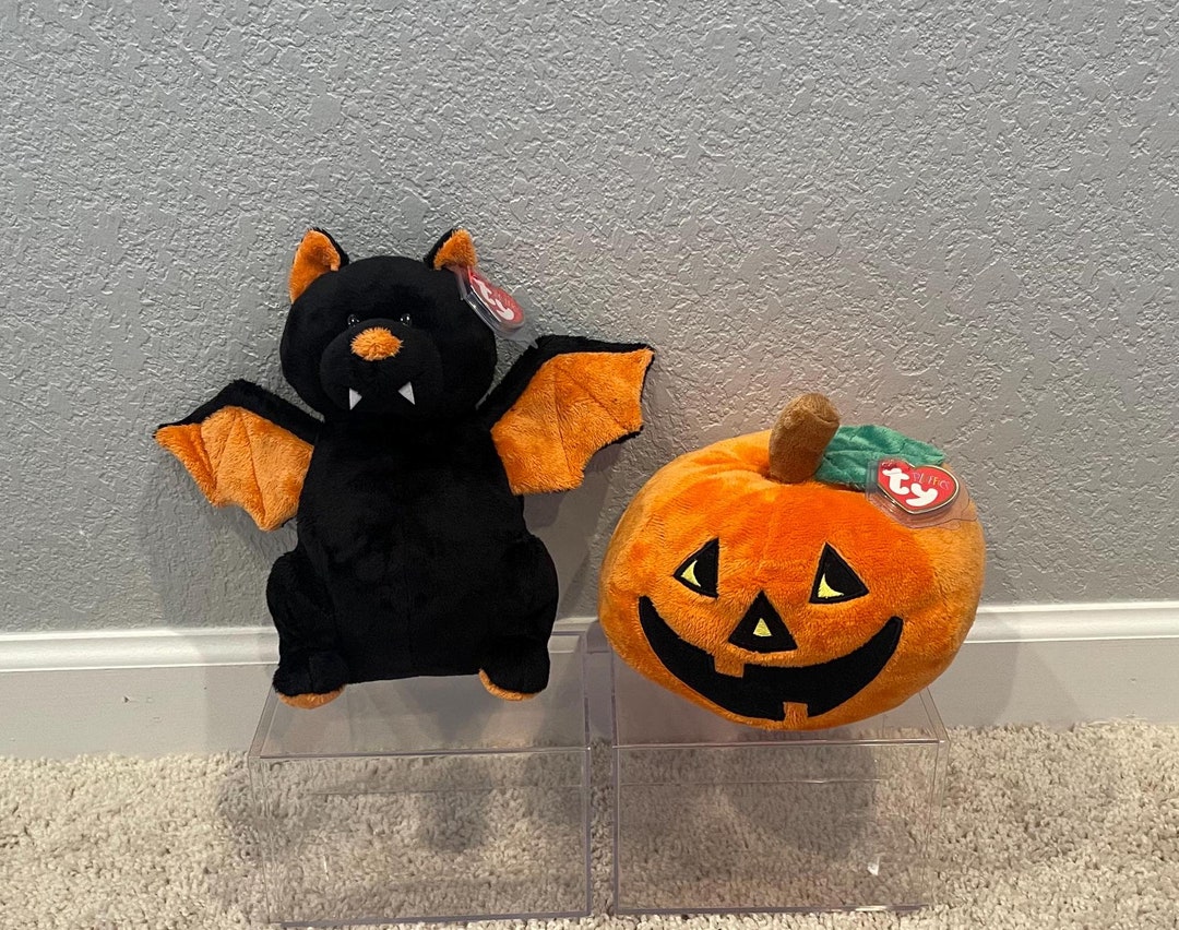 Ty Beanie Babies - Ty Pluffies (large) - Halloween Bat and Pumpkin ...