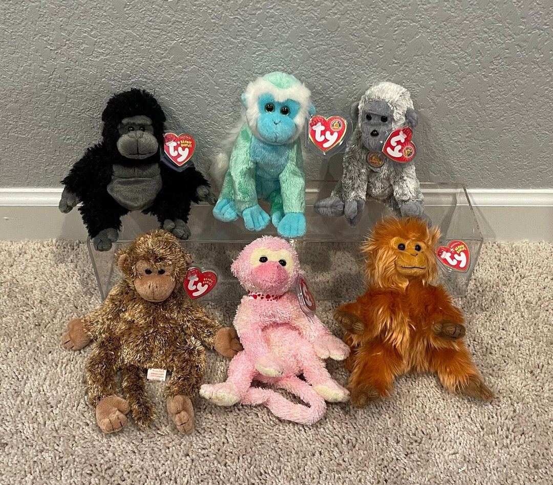 Ty Beanie Babies - Gorillas, Monkeys, Tamarins - Tumba, Zoomer, Virunga ...