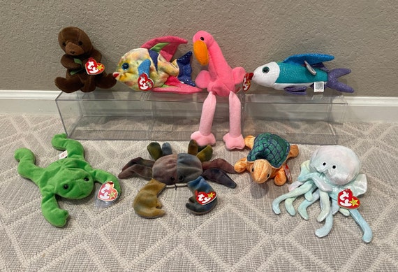 Ty Beanie Babies Water Creatures Crab Otter Fish Flamingo Turtle Jellyfish your Choice Etsy UK