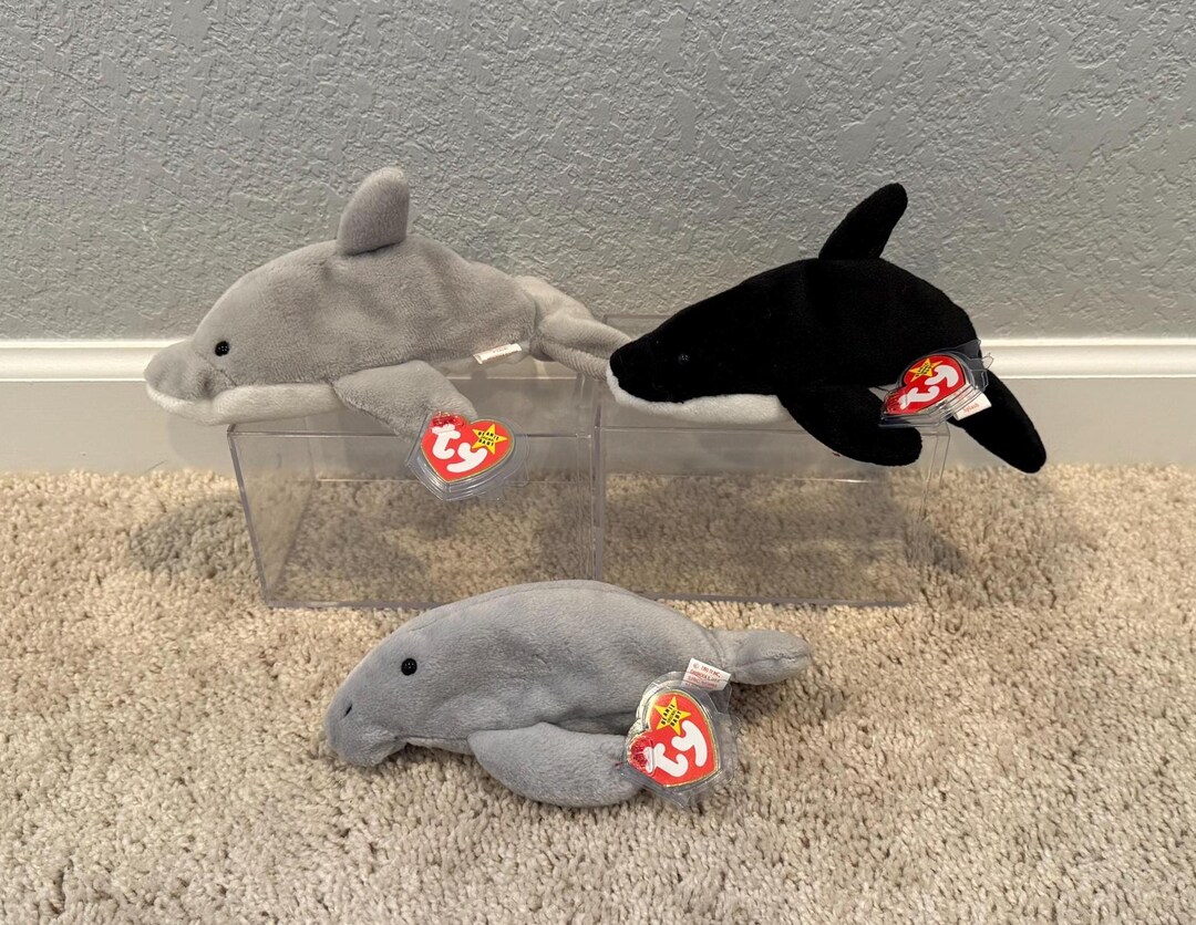 Ty Beanie Babies - Water Creatures - Whales, Dolphins, Manatees - Flash ...
