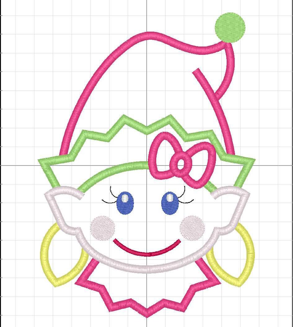 Happy Elf Face Girl Applique Design for Machine Embroidery - Etsy Australia