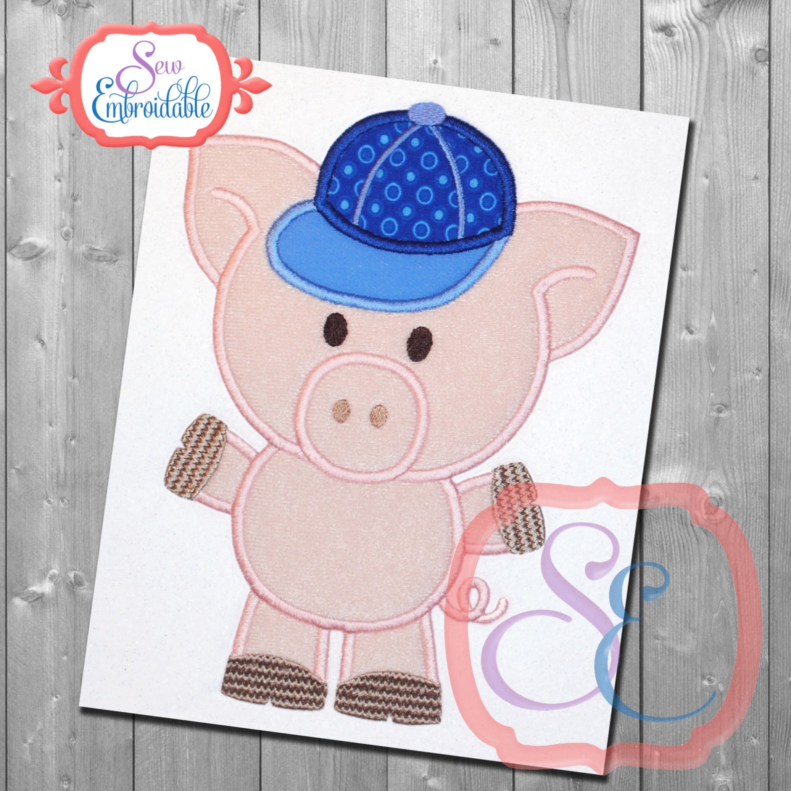 PIGGY BOY Applique Design for Machine Embroidery INSTANT - Etsy