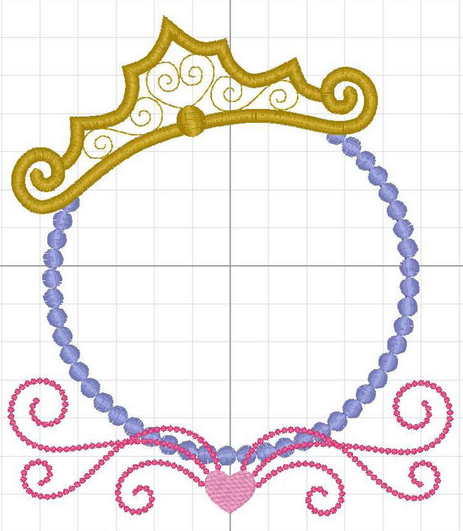 PRINCESS Dotted MONOGRAM FRAME Design for Machine Embroidery - Etsy