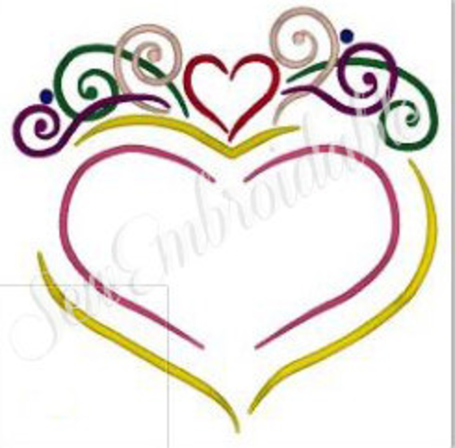 Flourish Heart Frame Applique Design for Machine Embroidery | Etsy