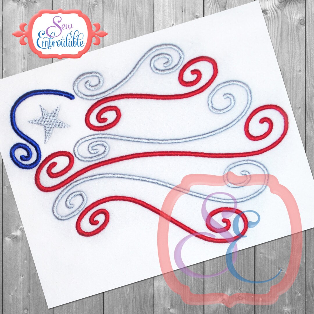 Swirl Flag Embroidery Design for Machine Embroidery INSTANT DOWNLOAD - Etsy