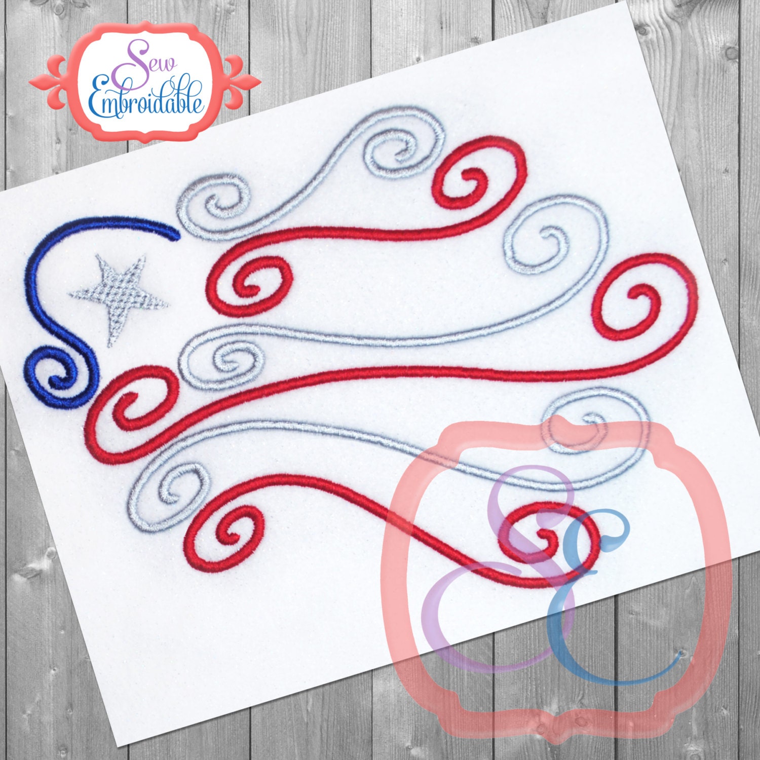Swirl Flag Embroidery Design for Machine Embroidery INSTANT - Etsy