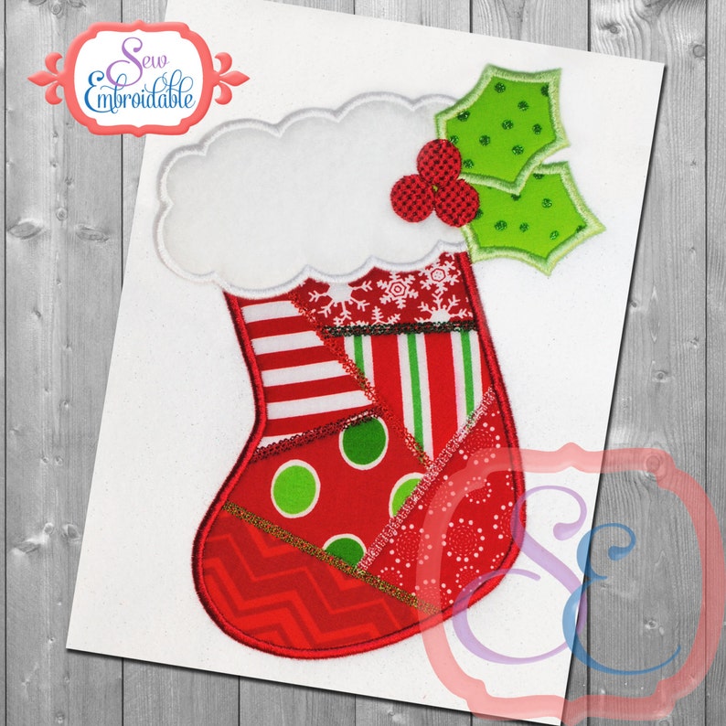 Patchwork Stocking Applique Design for Machine Embroidery - Etsy