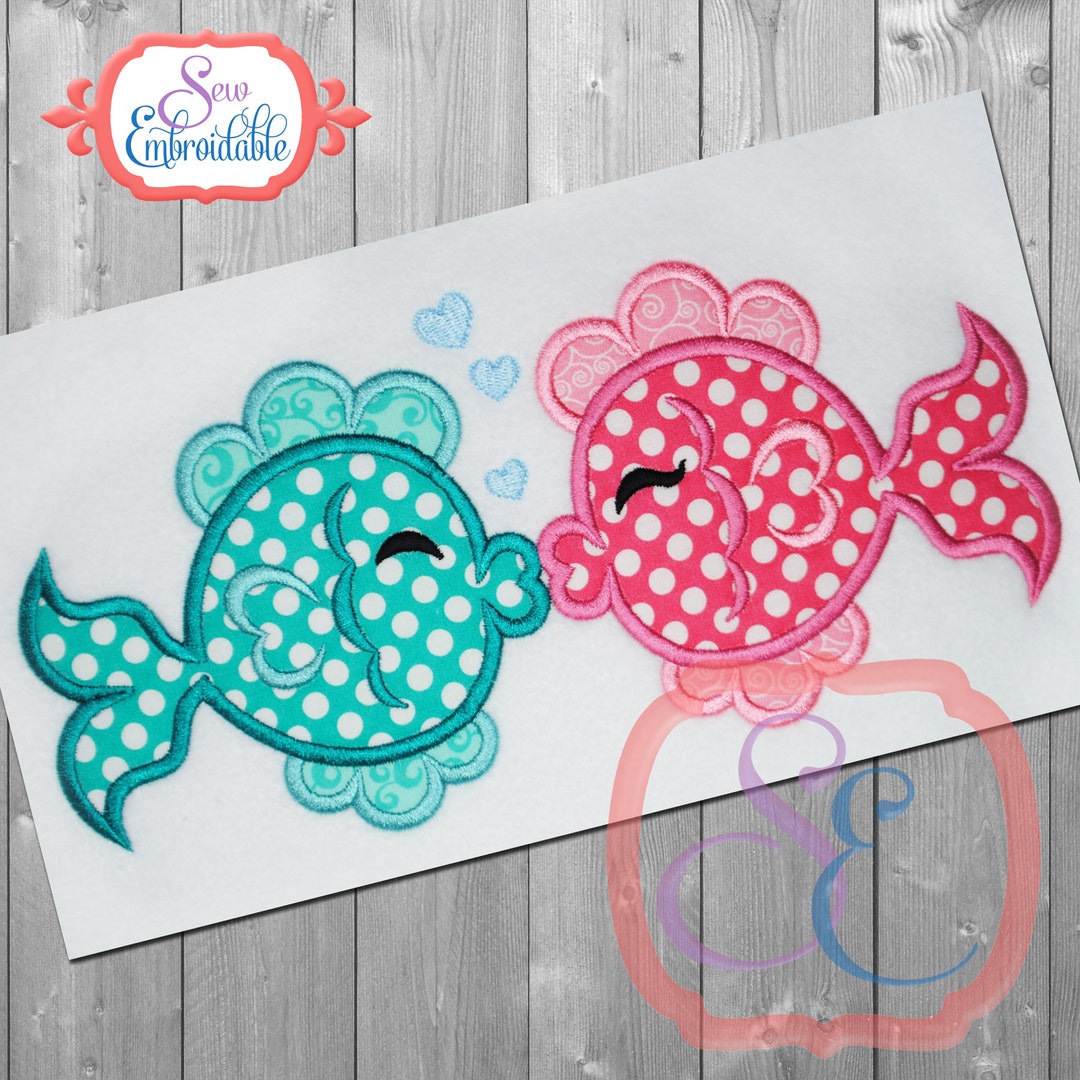 FISH LOVE Applique Design for Machine Embroidery INSTANT - Etsy