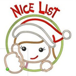 Nice List Girl Applique Design for Machine Embroidery INSTANT - Etsy