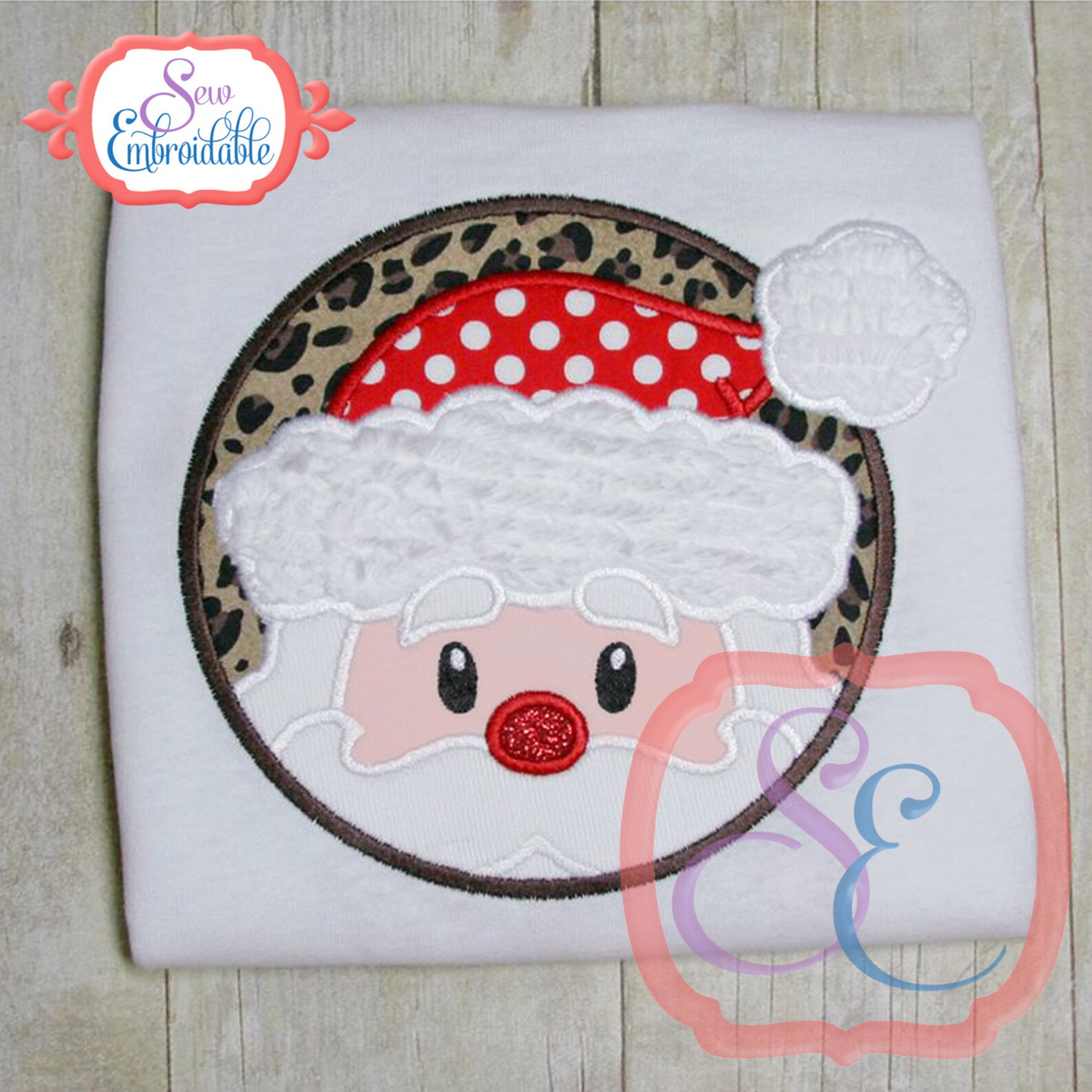 Santa Circle Applique Design for Machine Embroidery INSTANT | Etsy