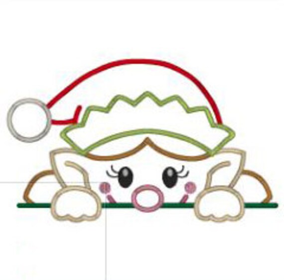 INSTANT DOWNLOAD Peeking Elf Girl Applique Embroidery Design Paper ...