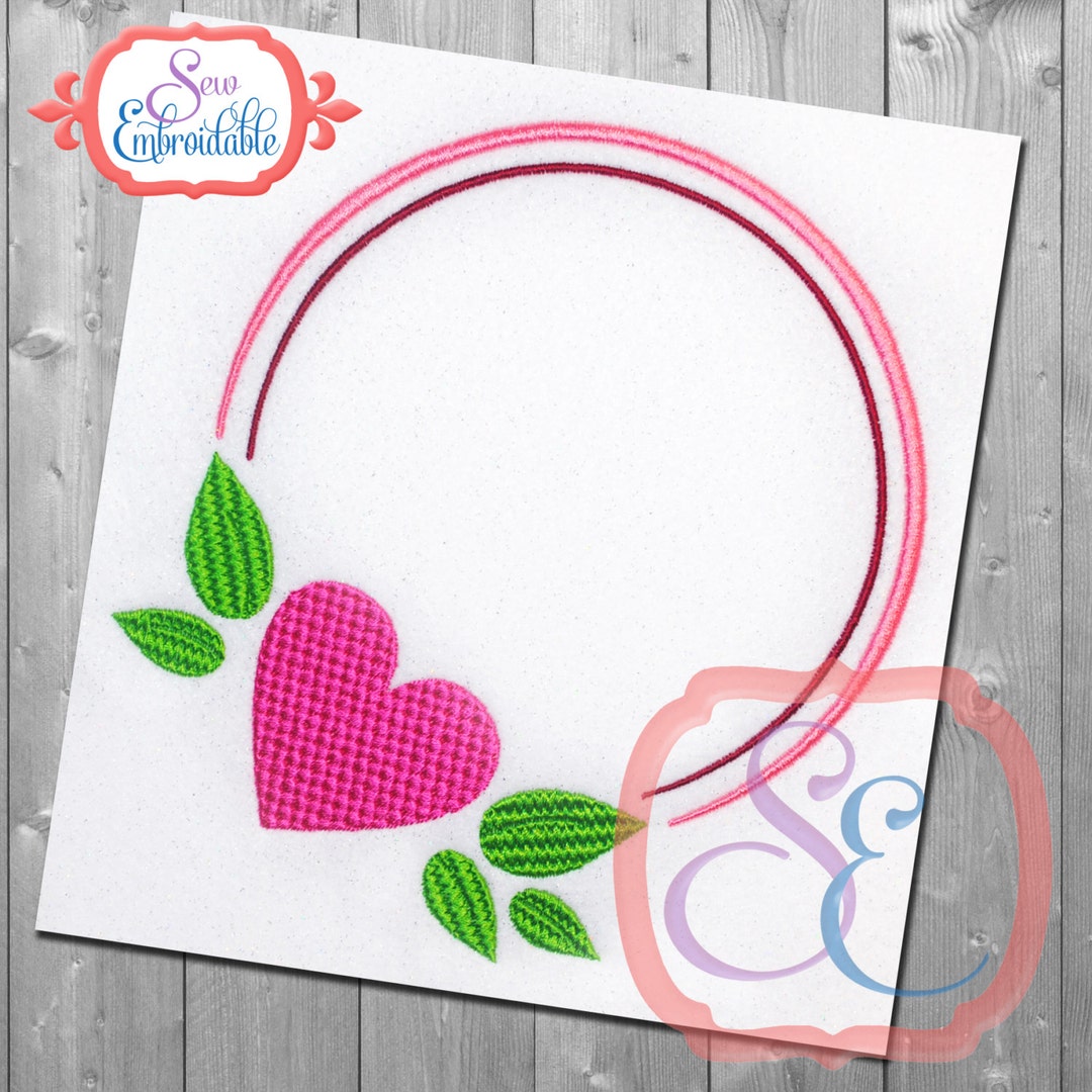 Circle Heart Frame Design for Machine Embroidery INSTANT - Etsy