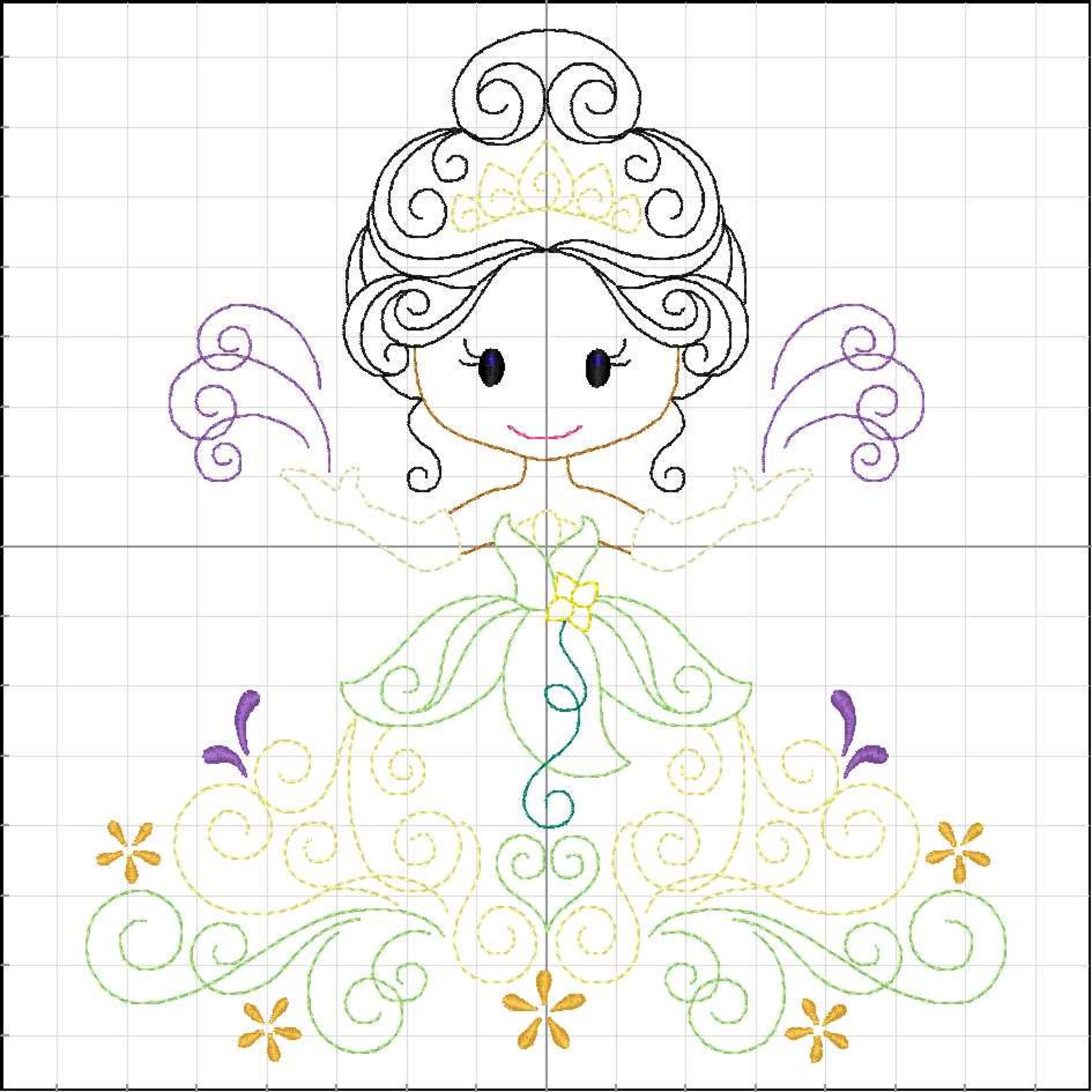 SWIRLY PRINCESS 10 Design for Machine Embroidery - Etsy