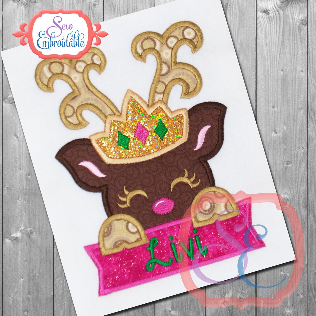 Reindeer Girl Tiara With Banner Applique Design for Machine - Etsy