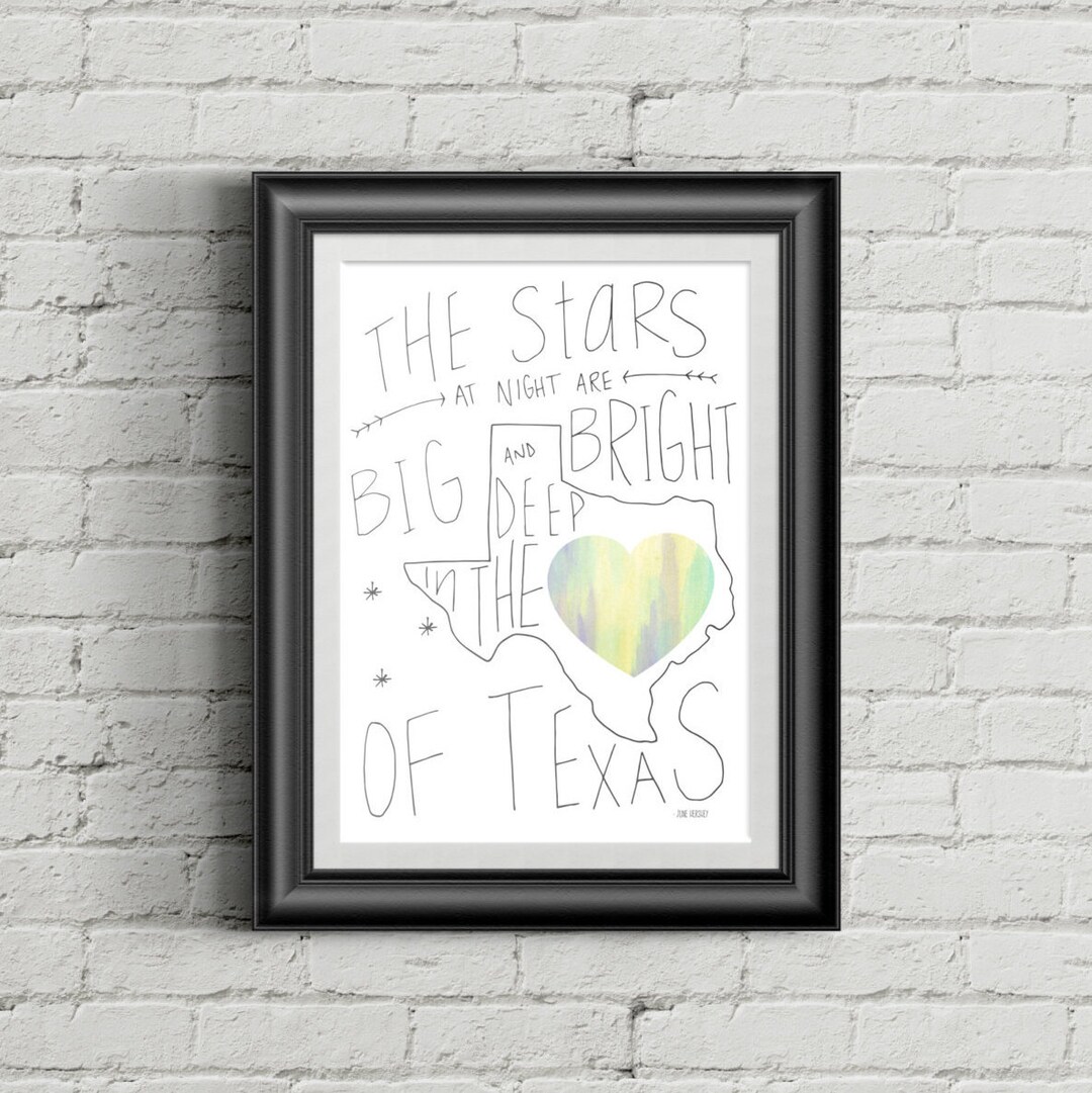 Deep in the Heart of Texas Hand Type Art Print - Etsy
