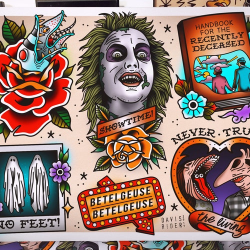 Horror Tattoo Flash Art Print - Etsy Canada