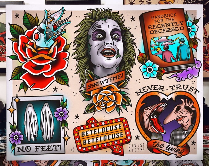 Horror: Traditional Tattoo Flash Sheet - Etsy