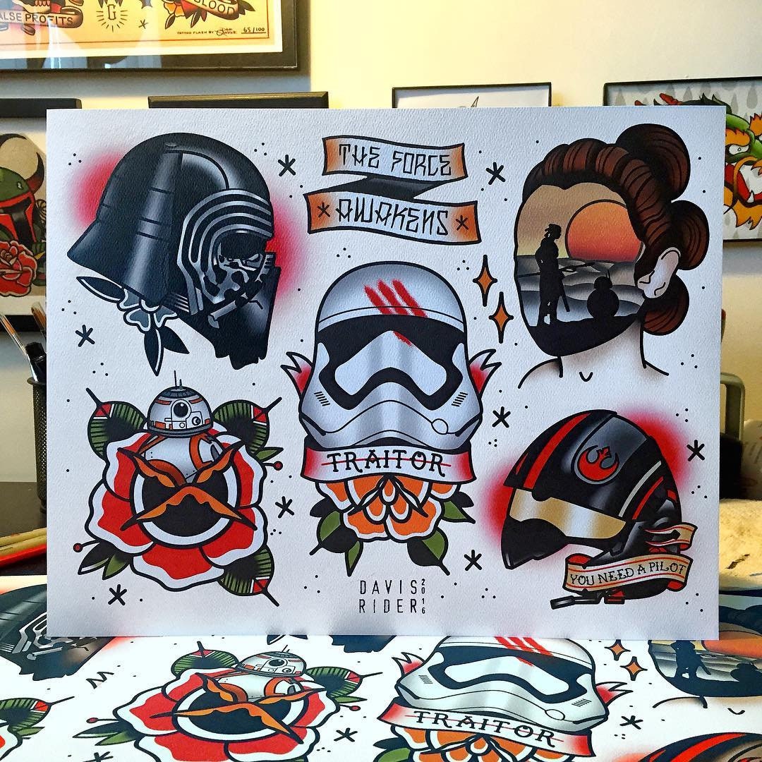 Star Wars Skywalker Saga Tattoo Flash Art Print Set - Etsy