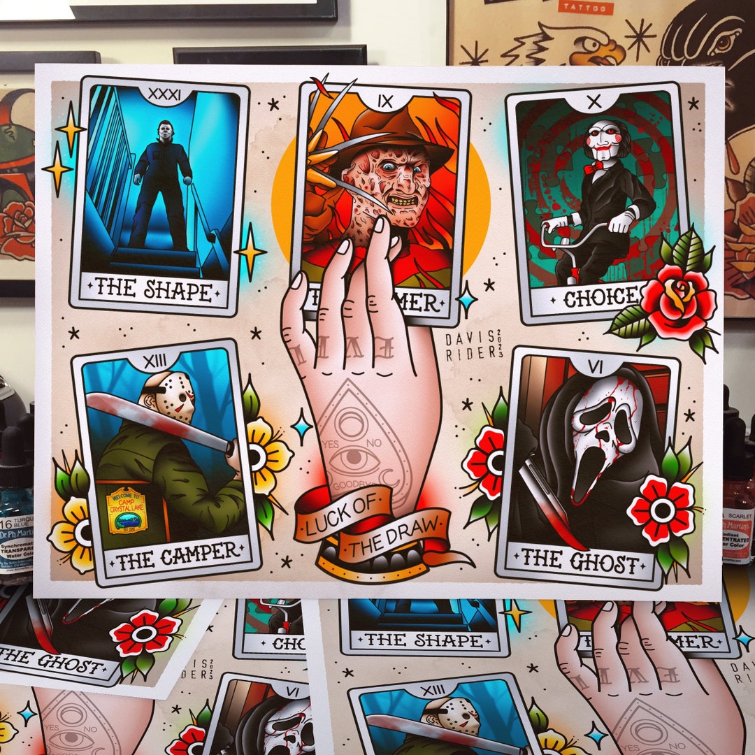 Horror Tarot Card Tattoo Flash Art Print - Etsy