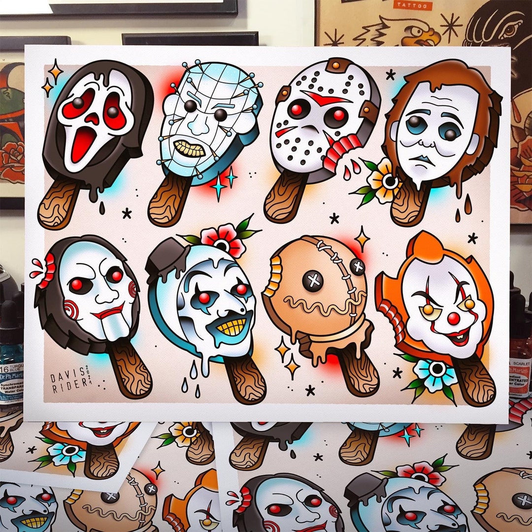 Horror Popsicle Tattoo Flash Art Print - Etsy