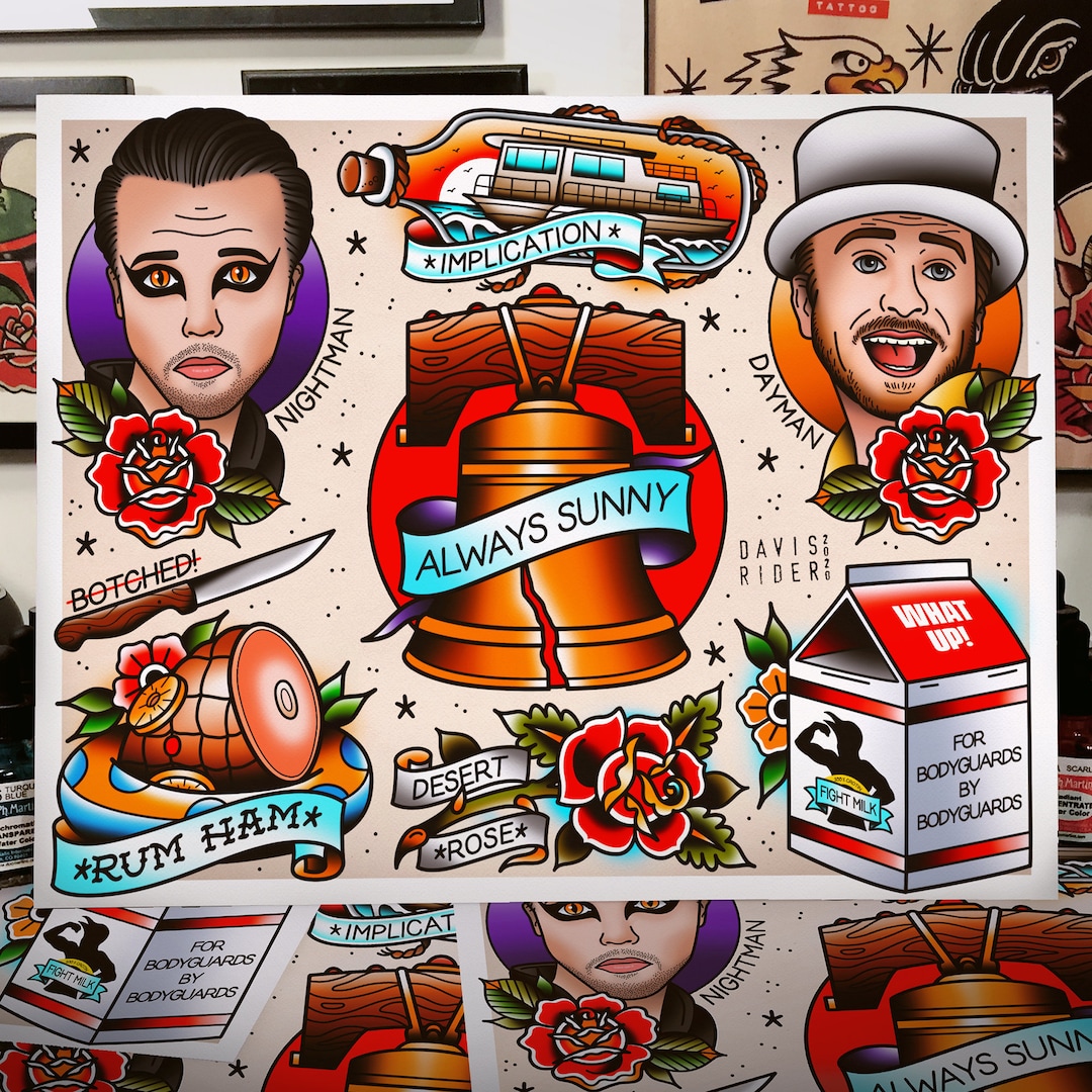 Always Sunny Tattoo Flash Art Print - Etsy
