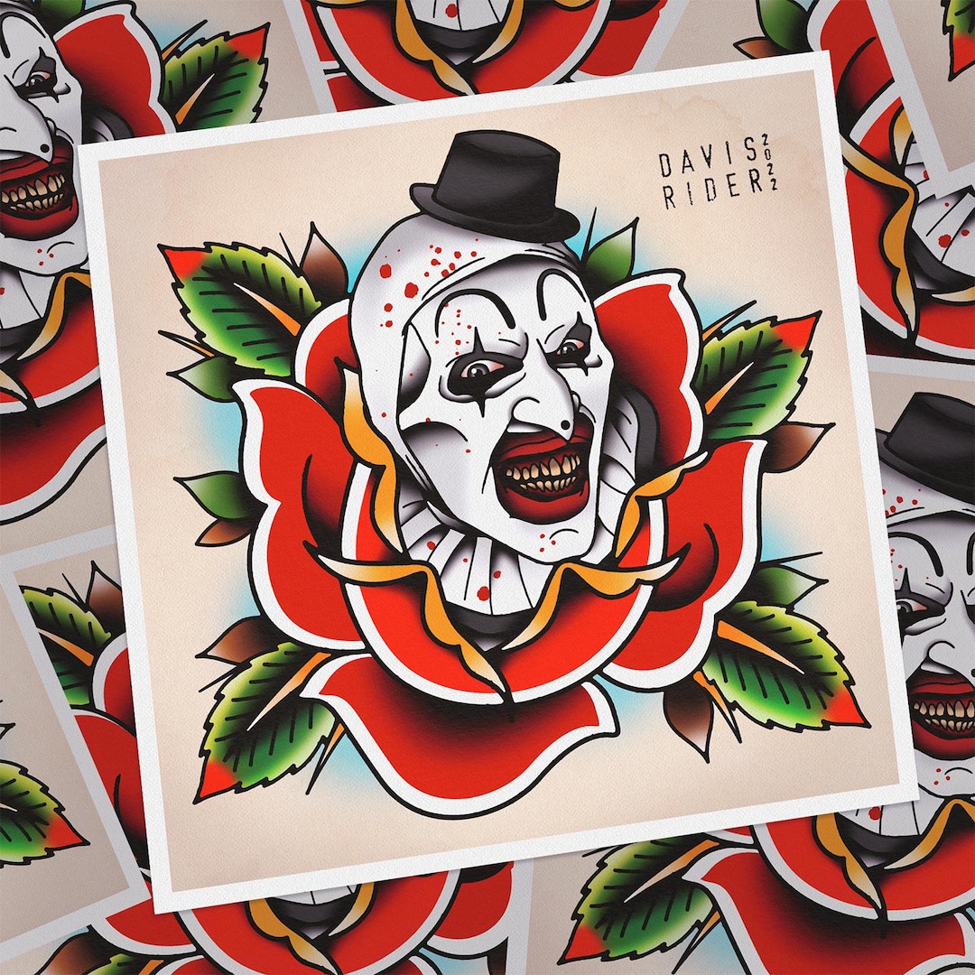 Art the Clown Tattoo Flash Print - Etsy