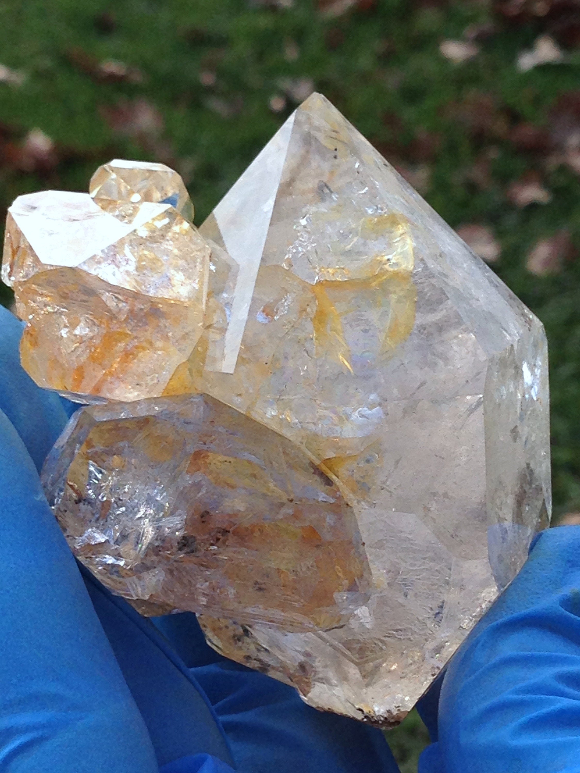 Clear & Golden Herkimer Diamond Crystal w/ Generator Style Body rare ...