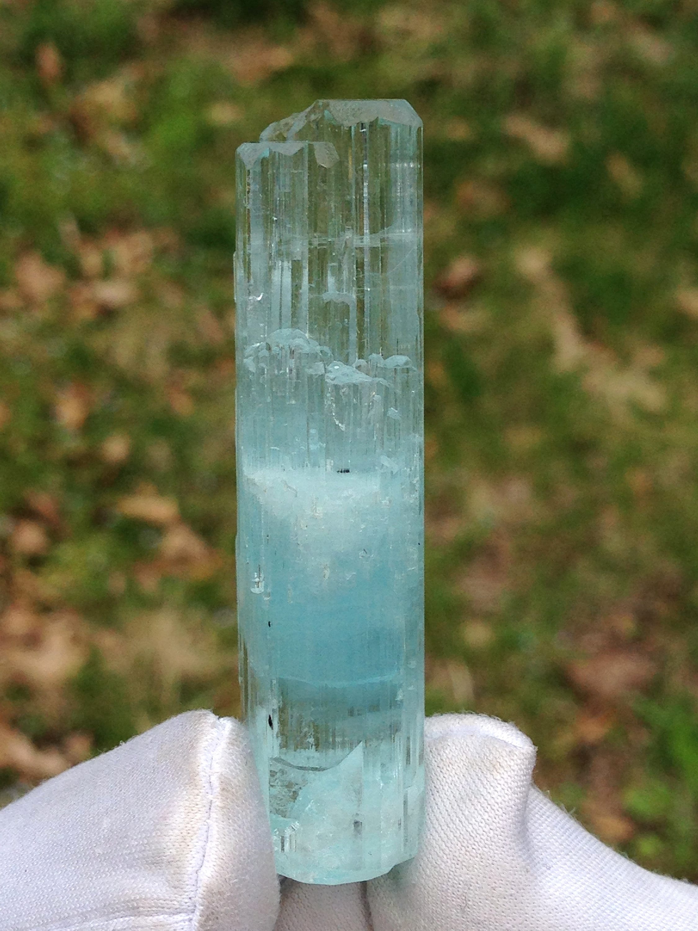 Large Aquamarine Crystal DT w/ fancy Stepped parallel growth formations ...
