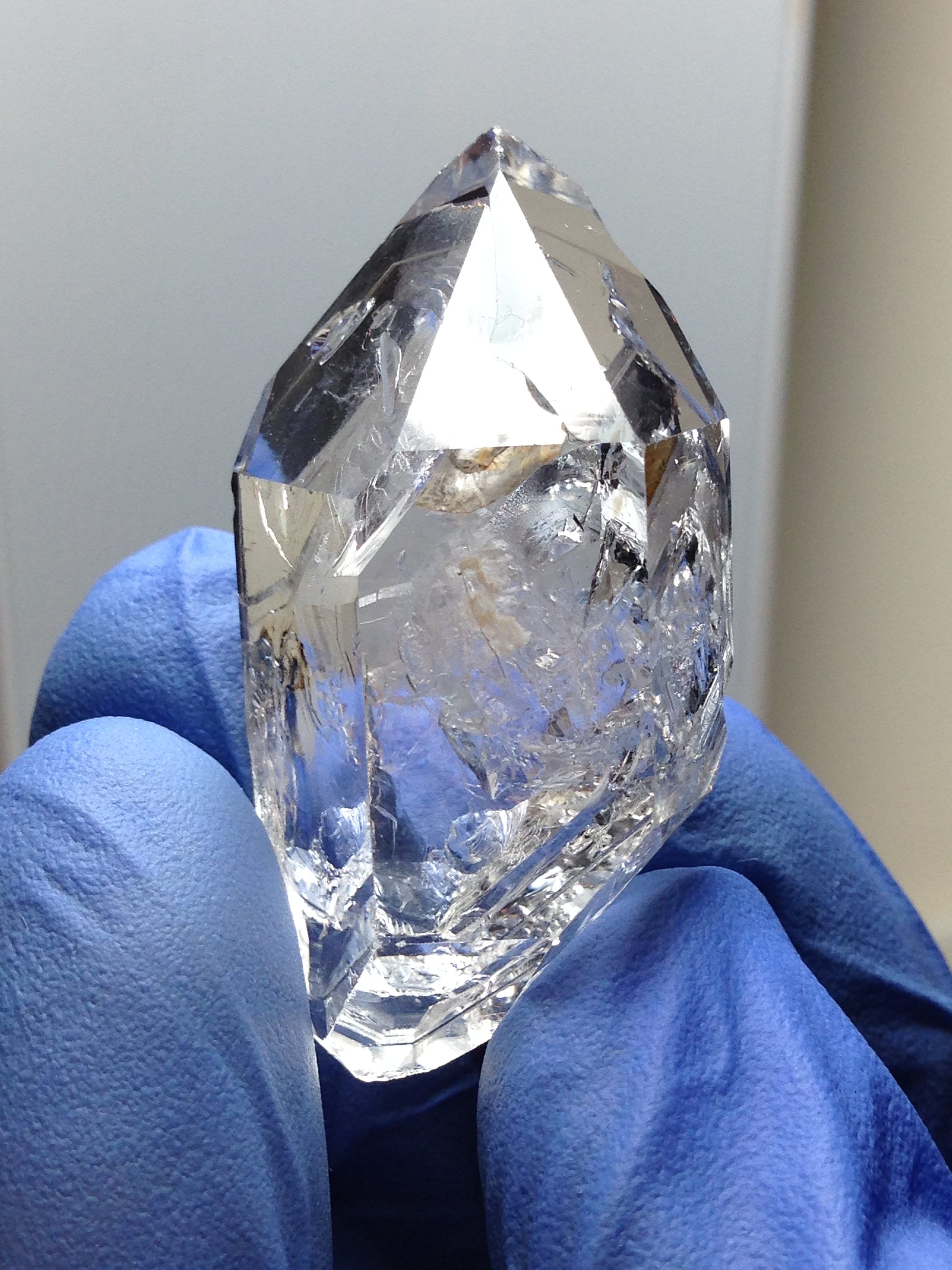Long Herkimer Diamond Crystal - Keystone w/ Large Enhydro moving ...