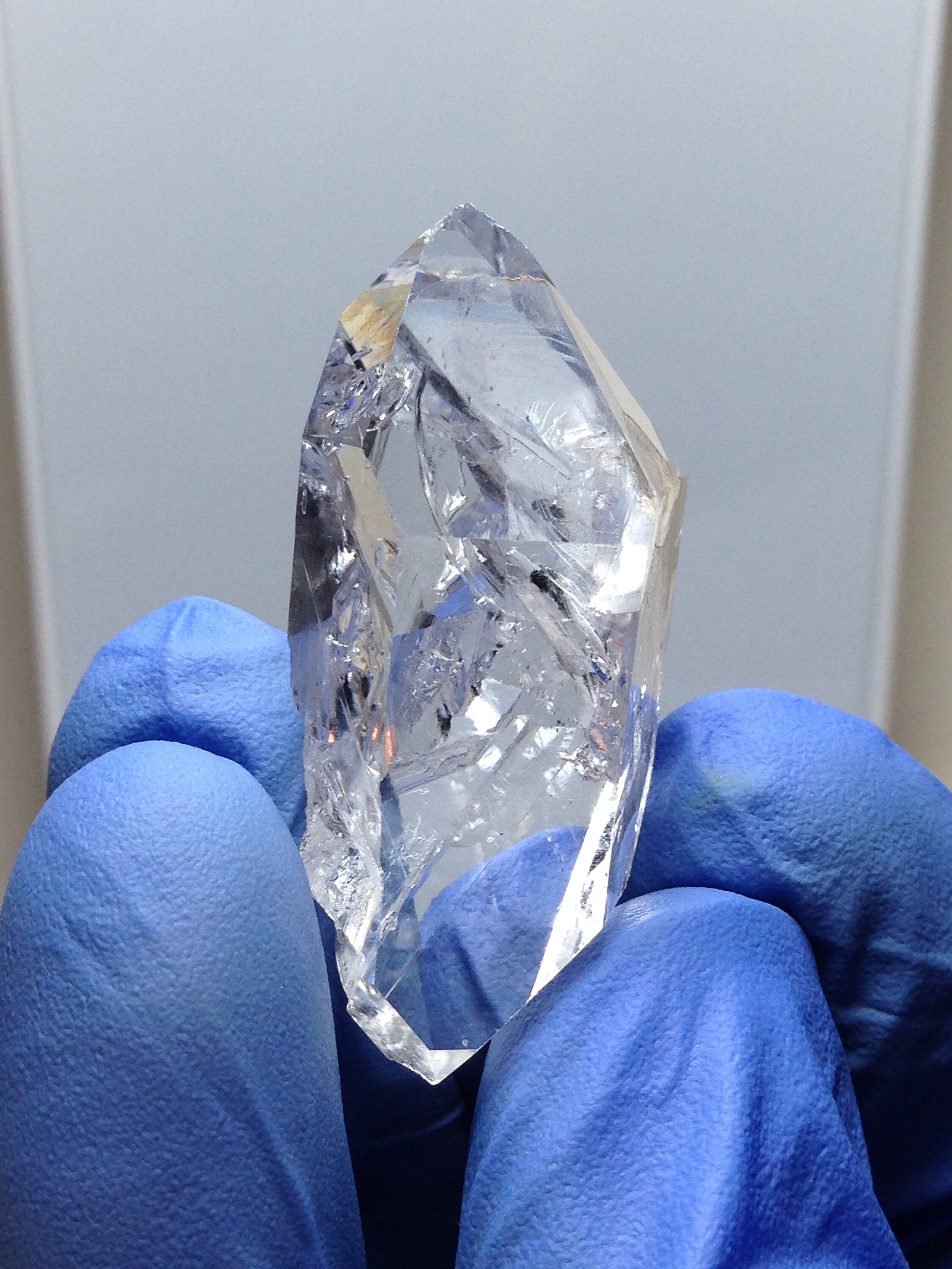 Long Herkimer Diamond Crystal - Keystone w/ Large Enhydro moving ...