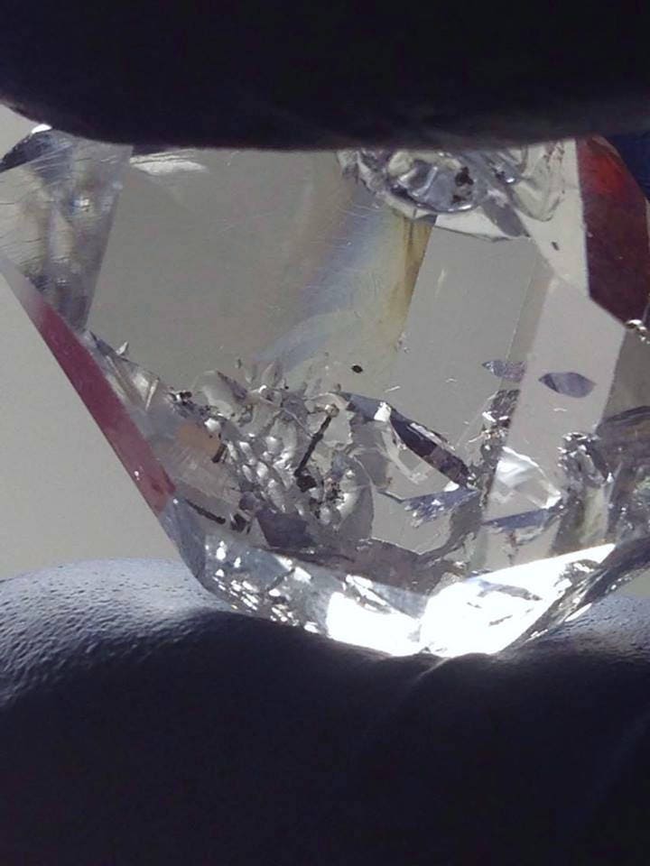 BEST ENHYDRO Herkimer Diamond Crystal 2 Bubbles 1 Moving Rare black ...