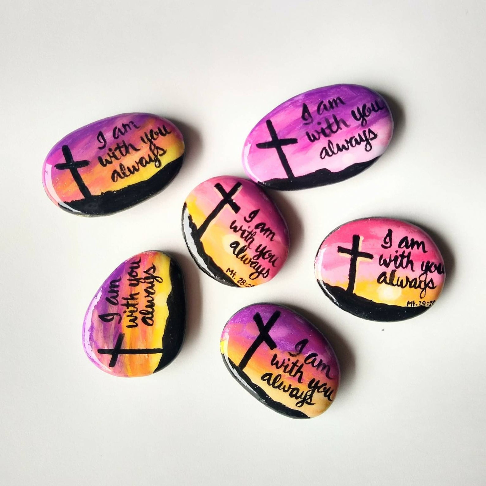 Set of 2 Inspirational scripture painted rocks religious | Etsy