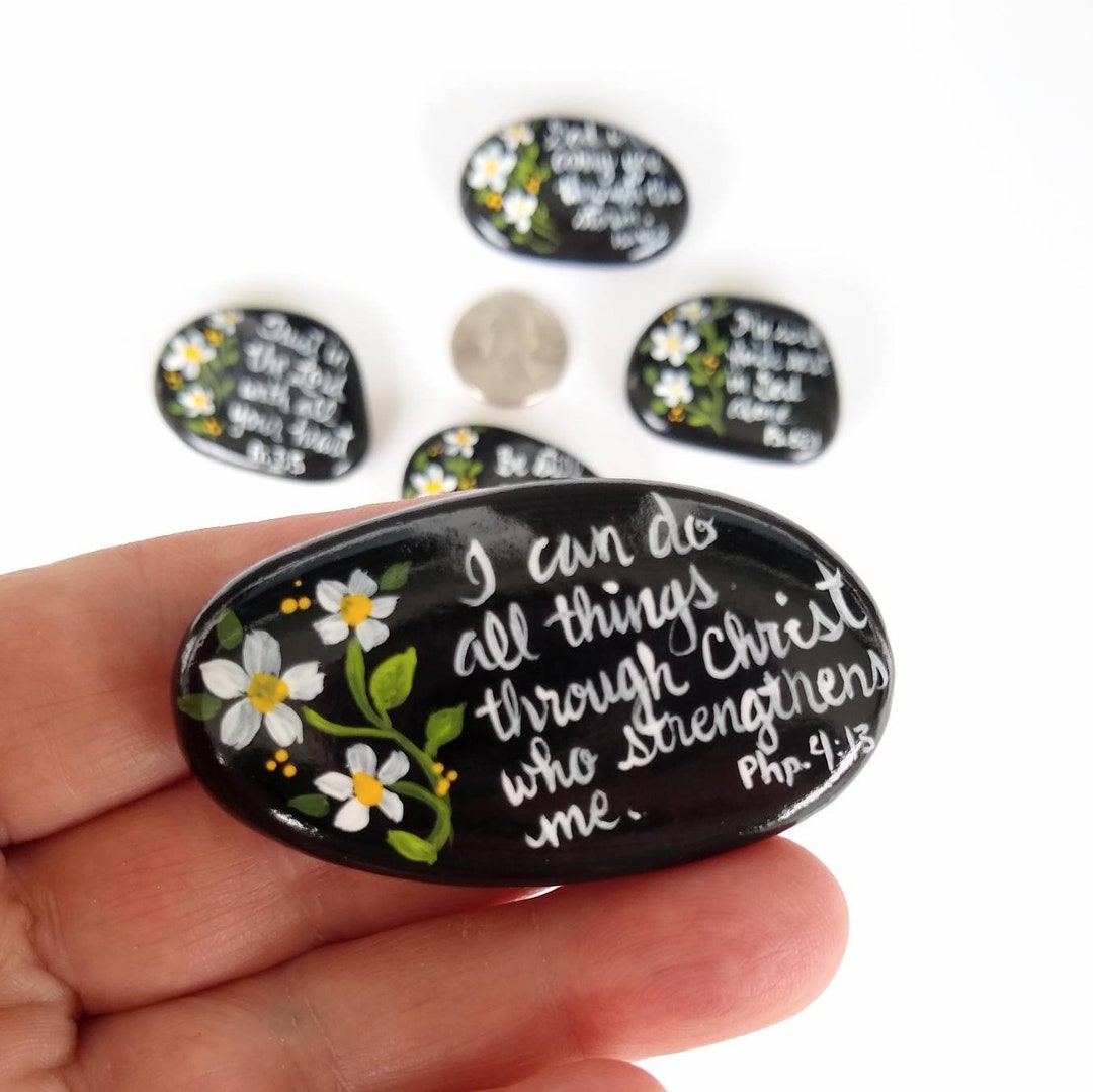 Hand Painted Scripture Rocks Pocket Pebbles Religious Bible - Etsy