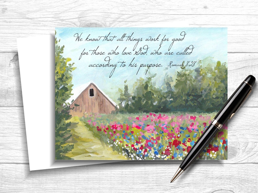 Set of 8 Religious Christian Note Cards and Envelopes, Flower Barn ...