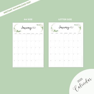 2025 Calendar 2025 Monthly Planner Vertical Elegant Monthly Calendar ...