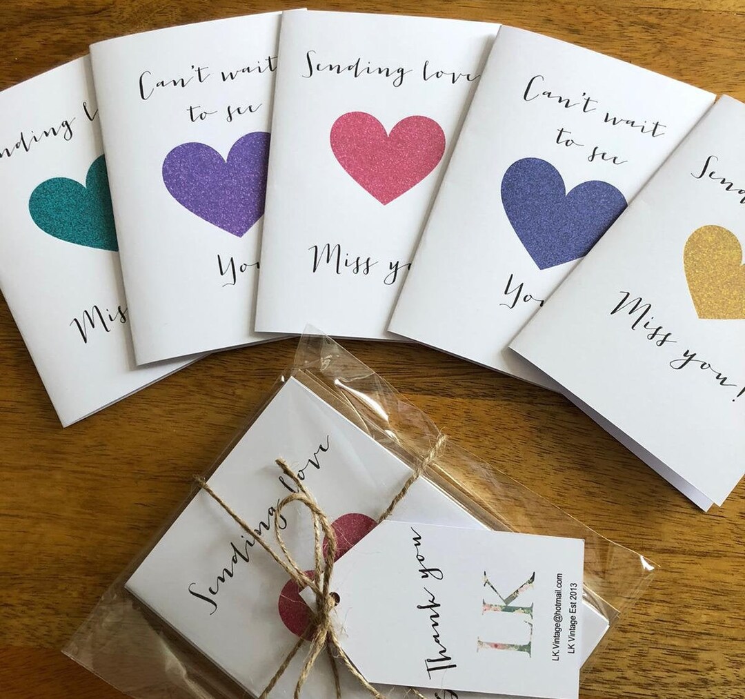 Pack of 5 Handmade Cards Miss You Cards & Envelope / Isolation ...