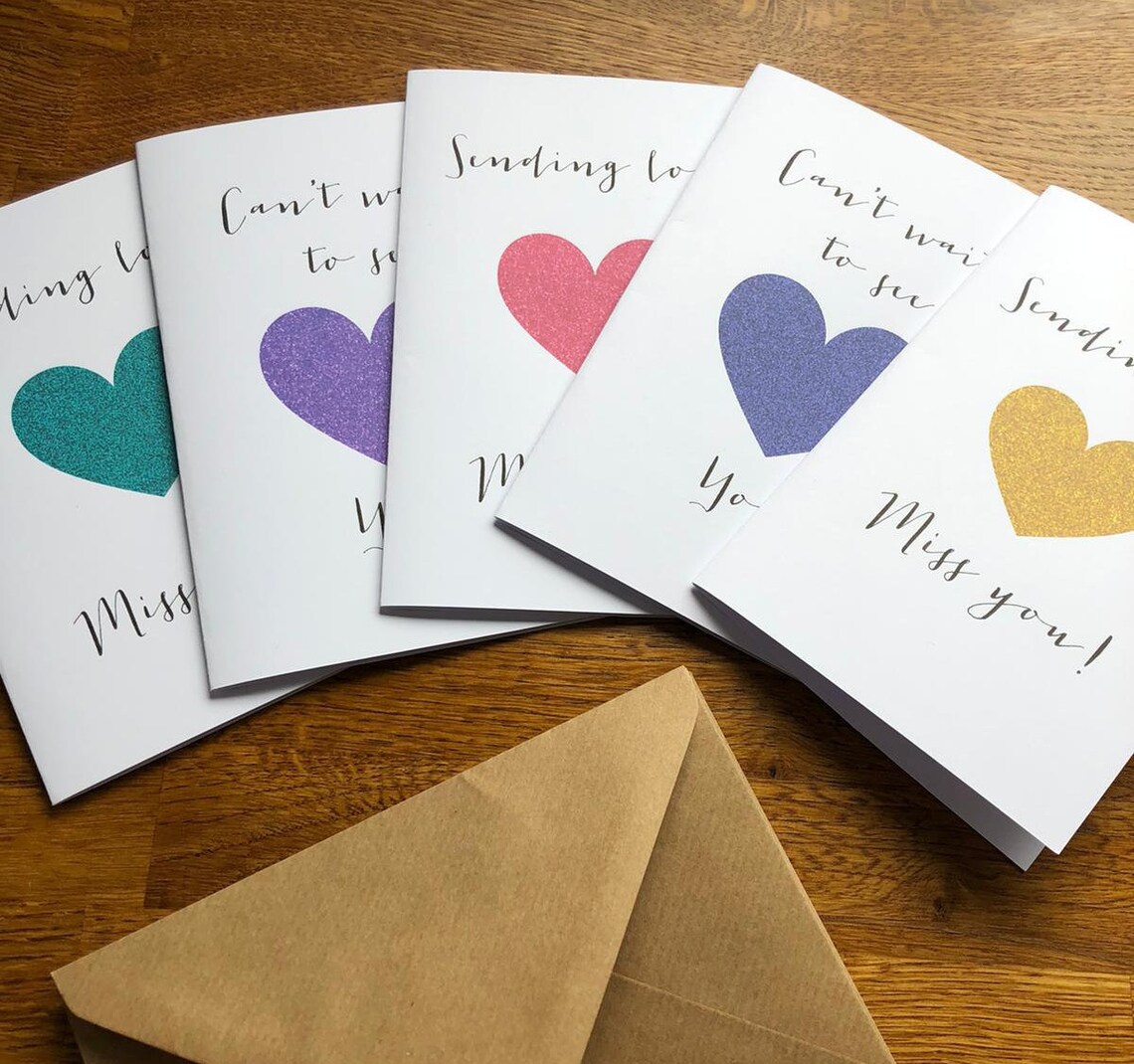 Pack of 5 Handmade Cards Miss You Cards & Envelope / Isolation - Etsy UK