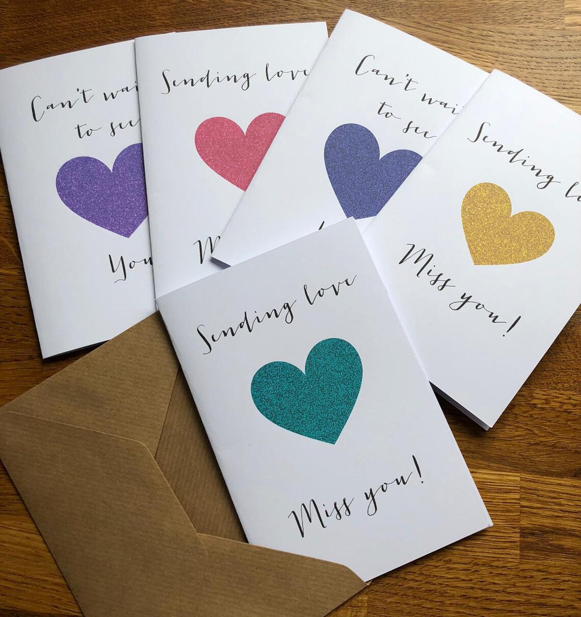 Pack of 5 Handmade Cards Miss You Cards & Envelope / Isolation ...
