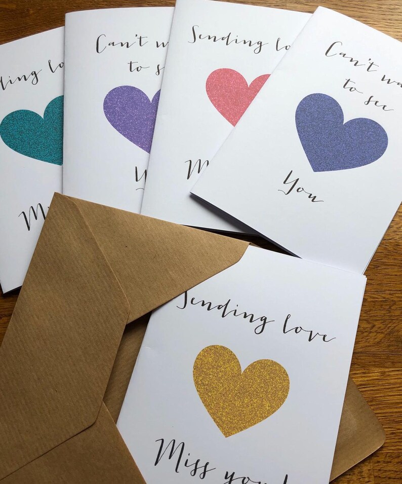 Pack of 5 Handmade Cards Miss You Cards & Envelope / Isolation - Etsy UK