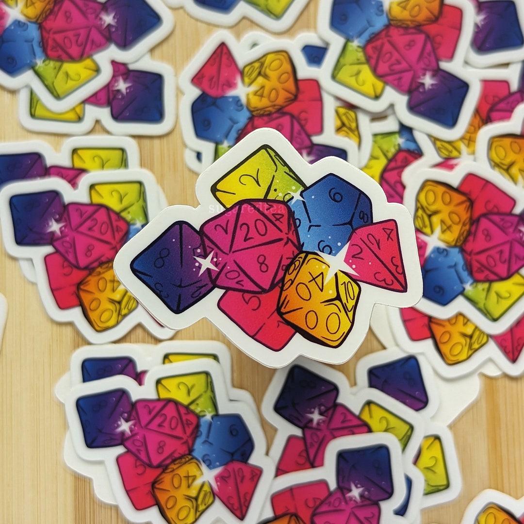 Rainbow Dungeons Dragons Dice Vinyl Matte Sticker Dnd D20 Ttrpg Gamer ...